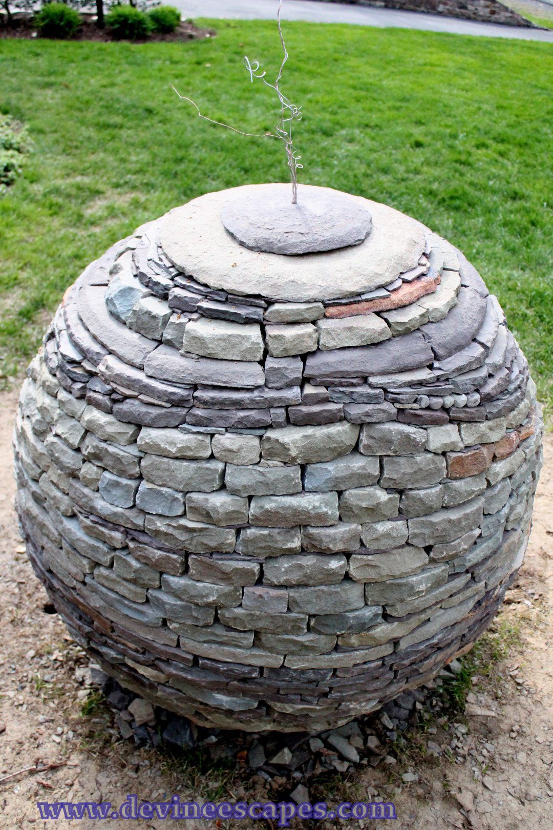 dry stone sphere garden sculpture | building process | stone art